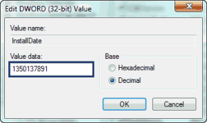 Changing Windows Installation Date Using Registry Editor